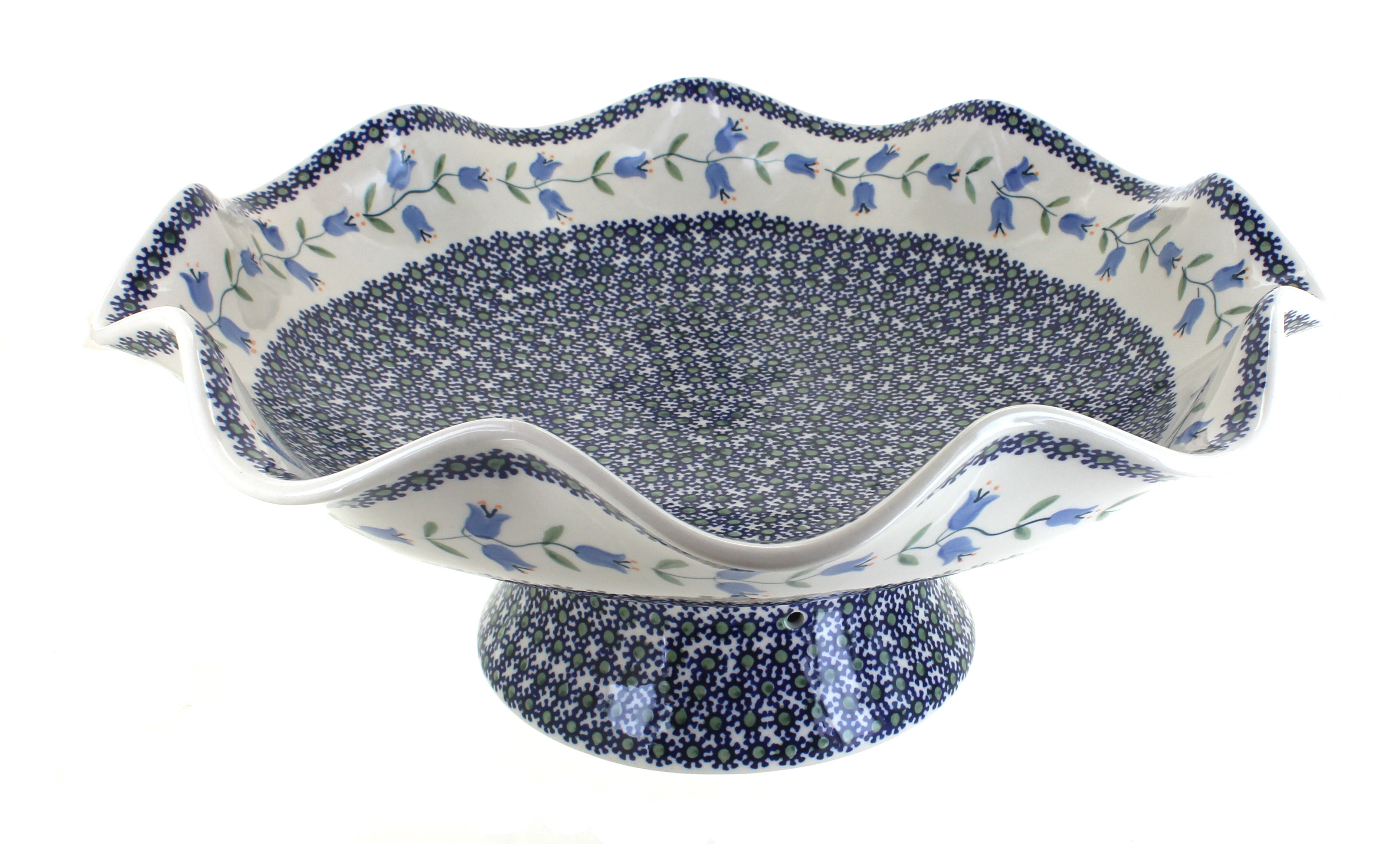 Blue Rose Polish Pottery | Tulip Large Fluted Pedestal Bowl