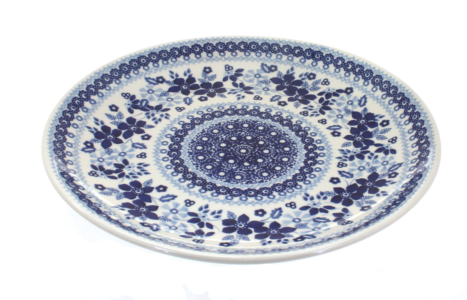 Blue Rose Polish Pottery | Vintage Blue Daisy Dinner Plate