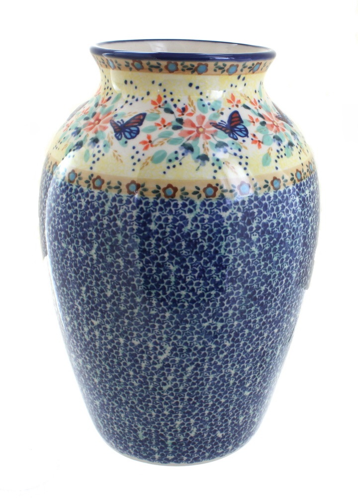 Blue Rose Polish Pottery | Blue Butterfly Large Vase