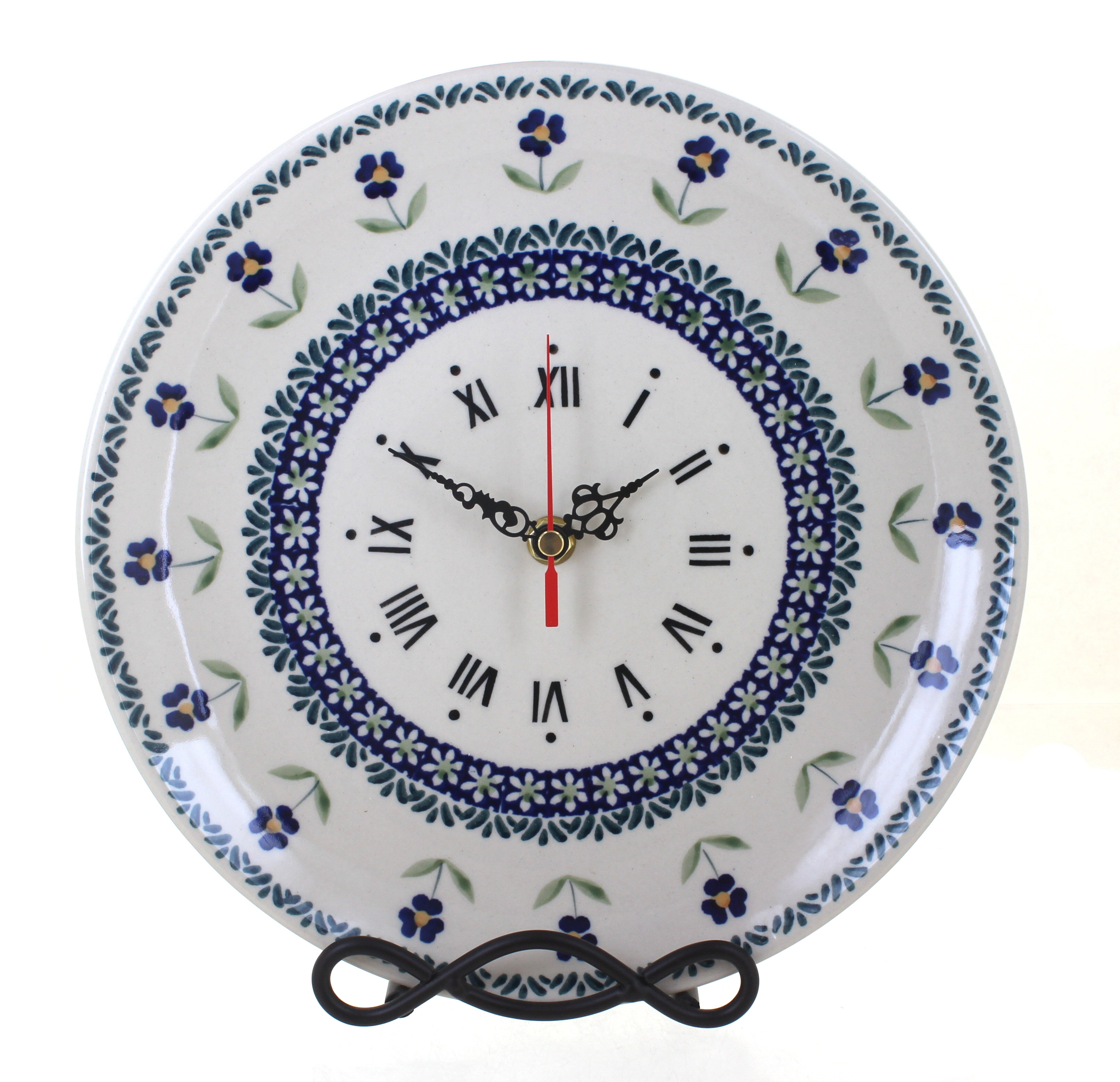 Blue Rose Polish Pottery | Blue Daisy Clock