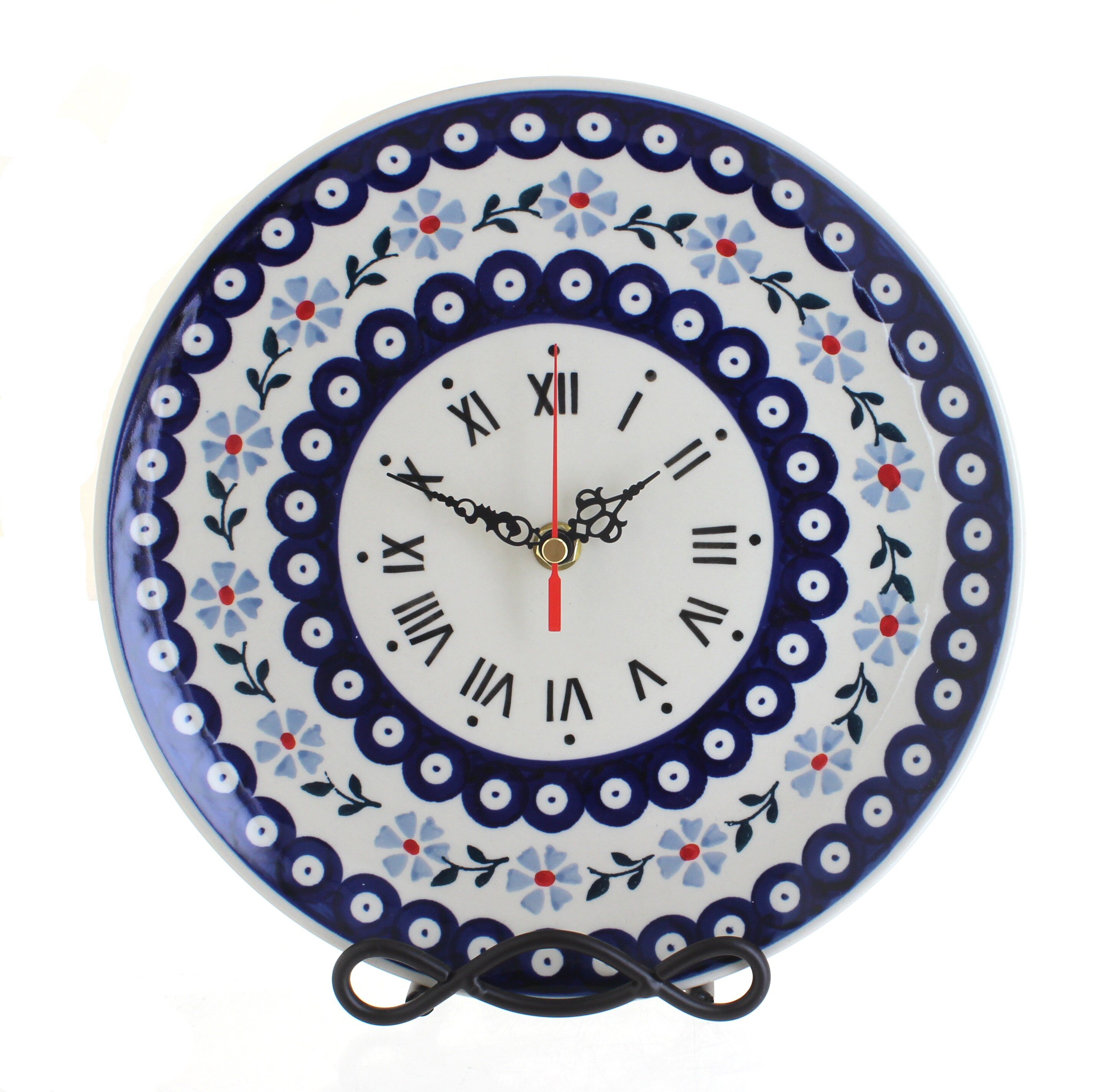 Blue Rose Polish Pottery | Blue Violet Clock