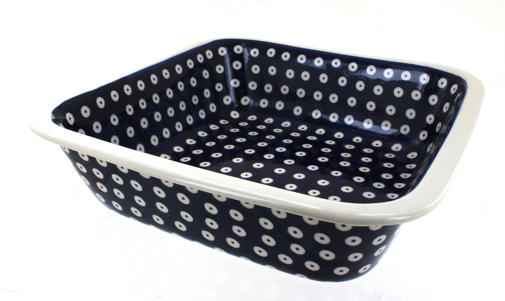 Blue Rose Polish Pottery | Dots Large Square Baker