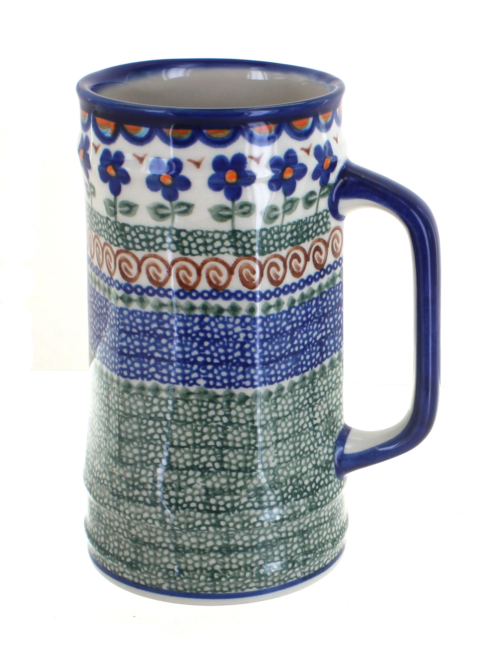 Blue Rose Polish Pottery | Aztec Flower Beer Mug