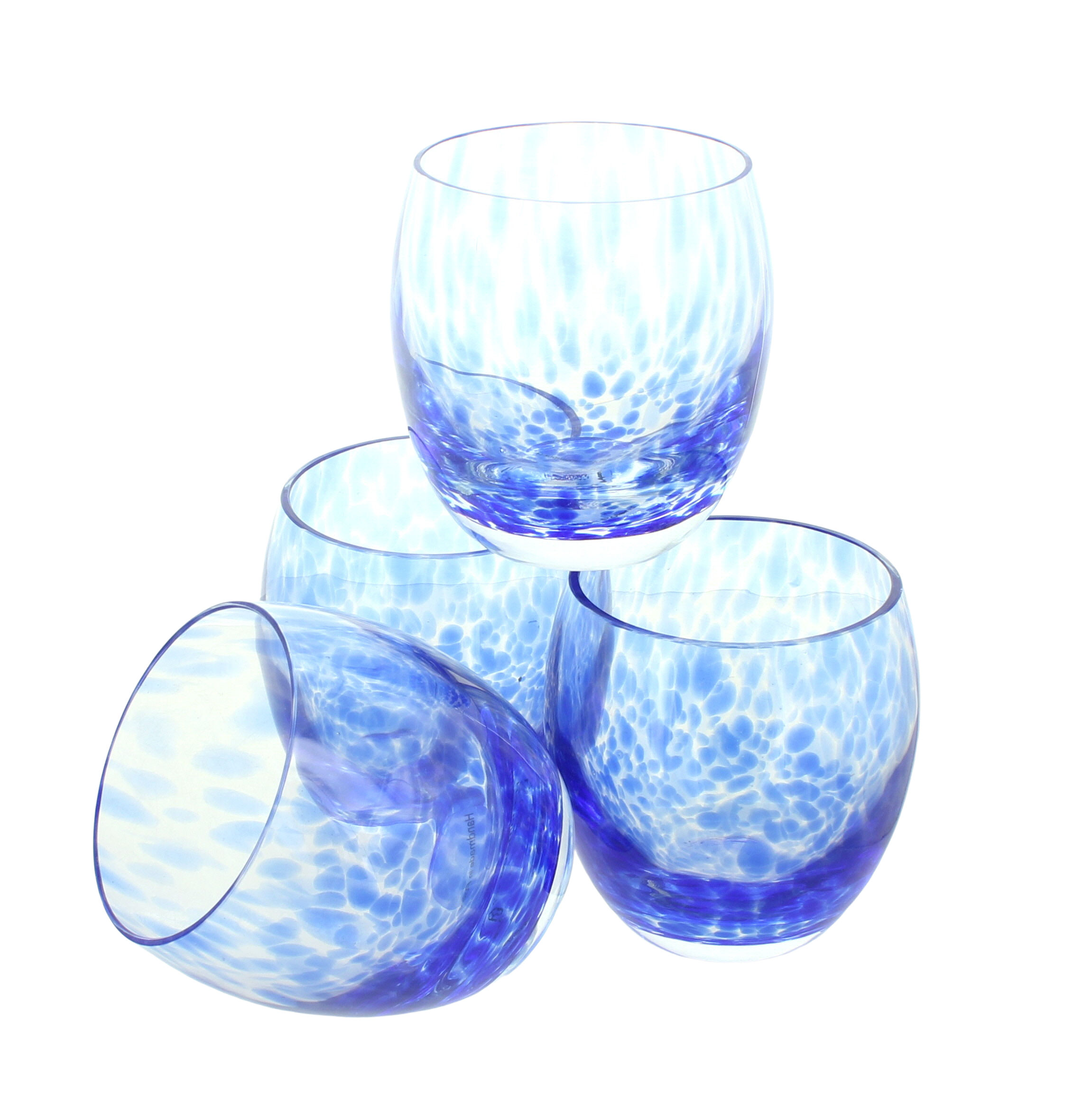 Blue Rose Polish Pottery | Cobalt Confetti Juice Glass Set